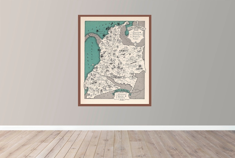 Old Map of Colombia Vintage Map Poster Vintage Pictorial - Etsy