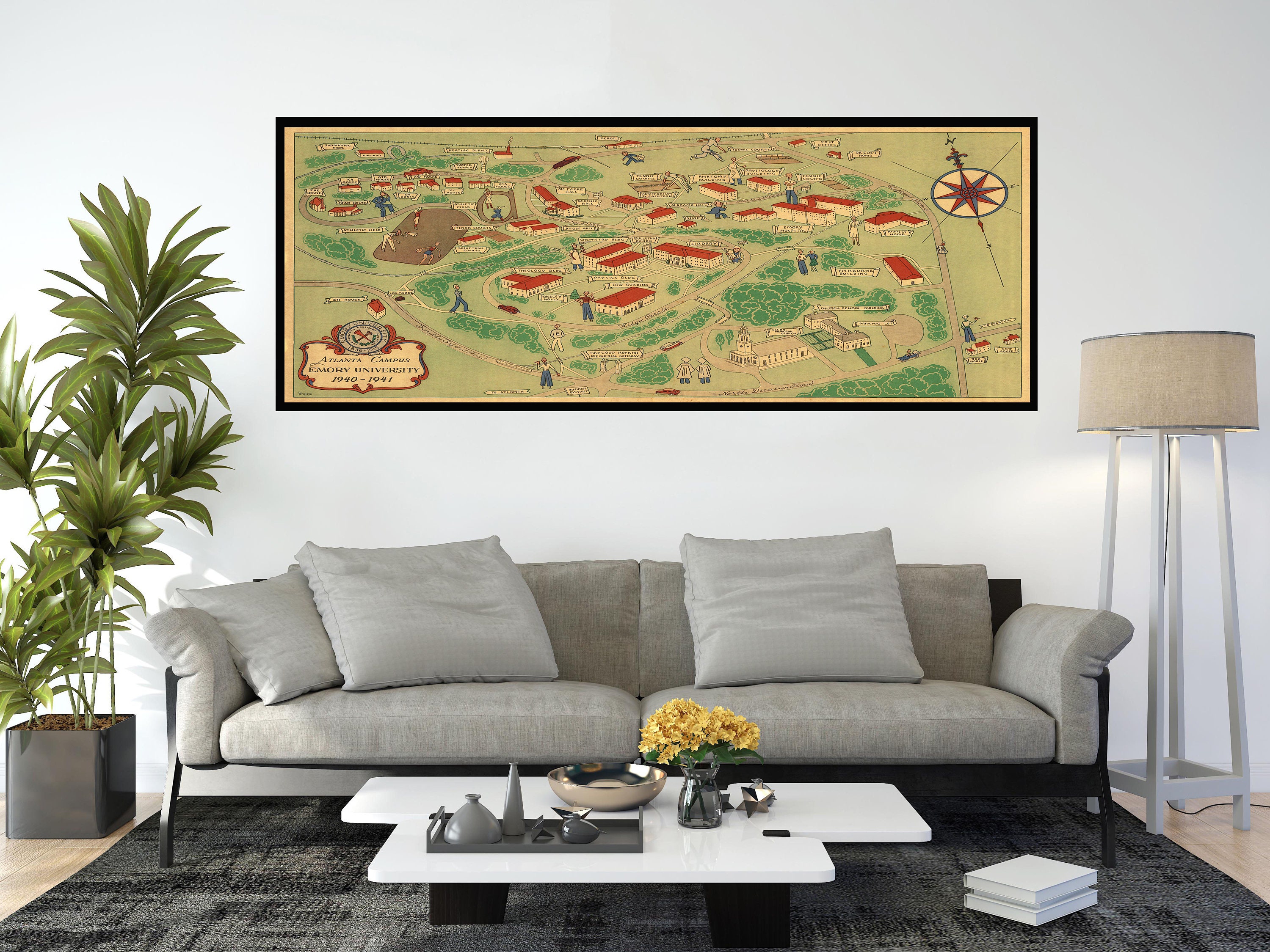 Old Map of Emory University Vintage Pictorial Mapvintage Map - Etsy