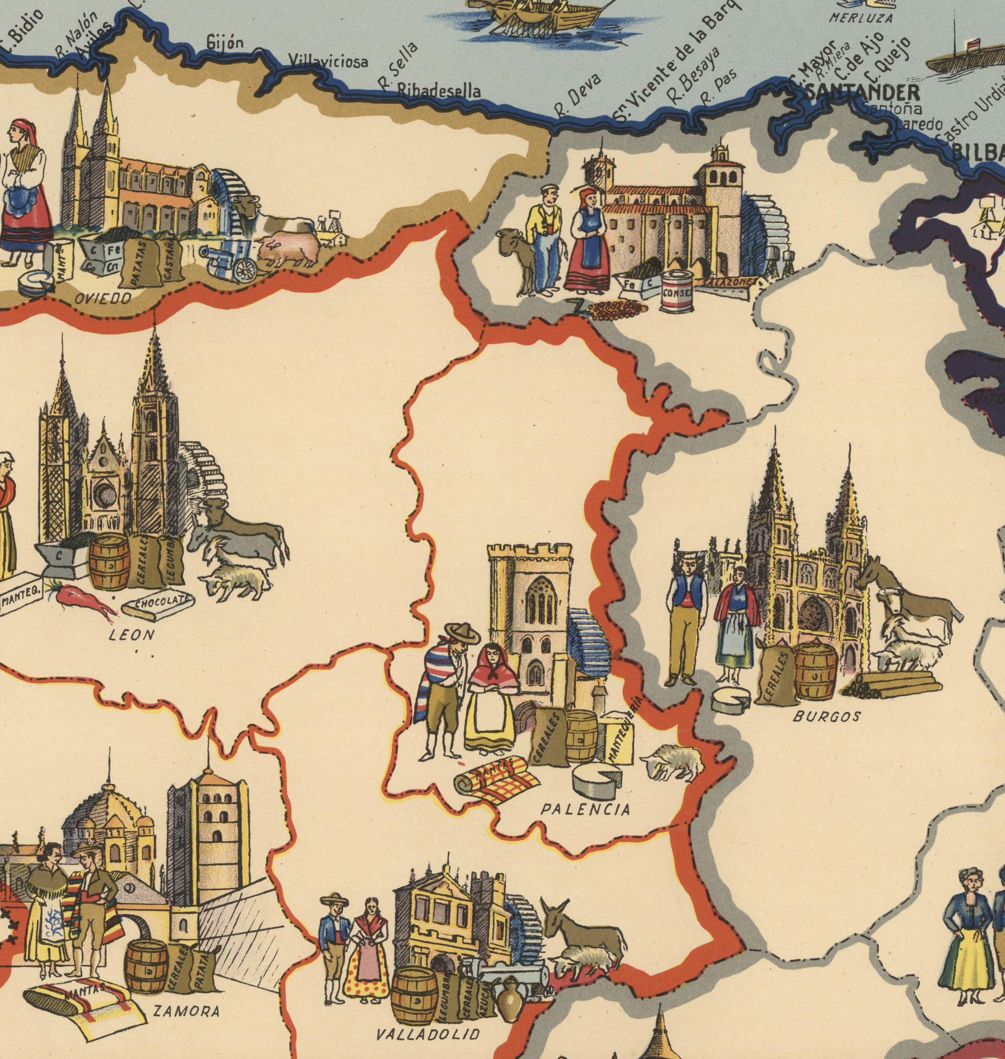 Old Map of Spain, Vintage Pictorial Poster, Vintage Map Poster, Poster ...