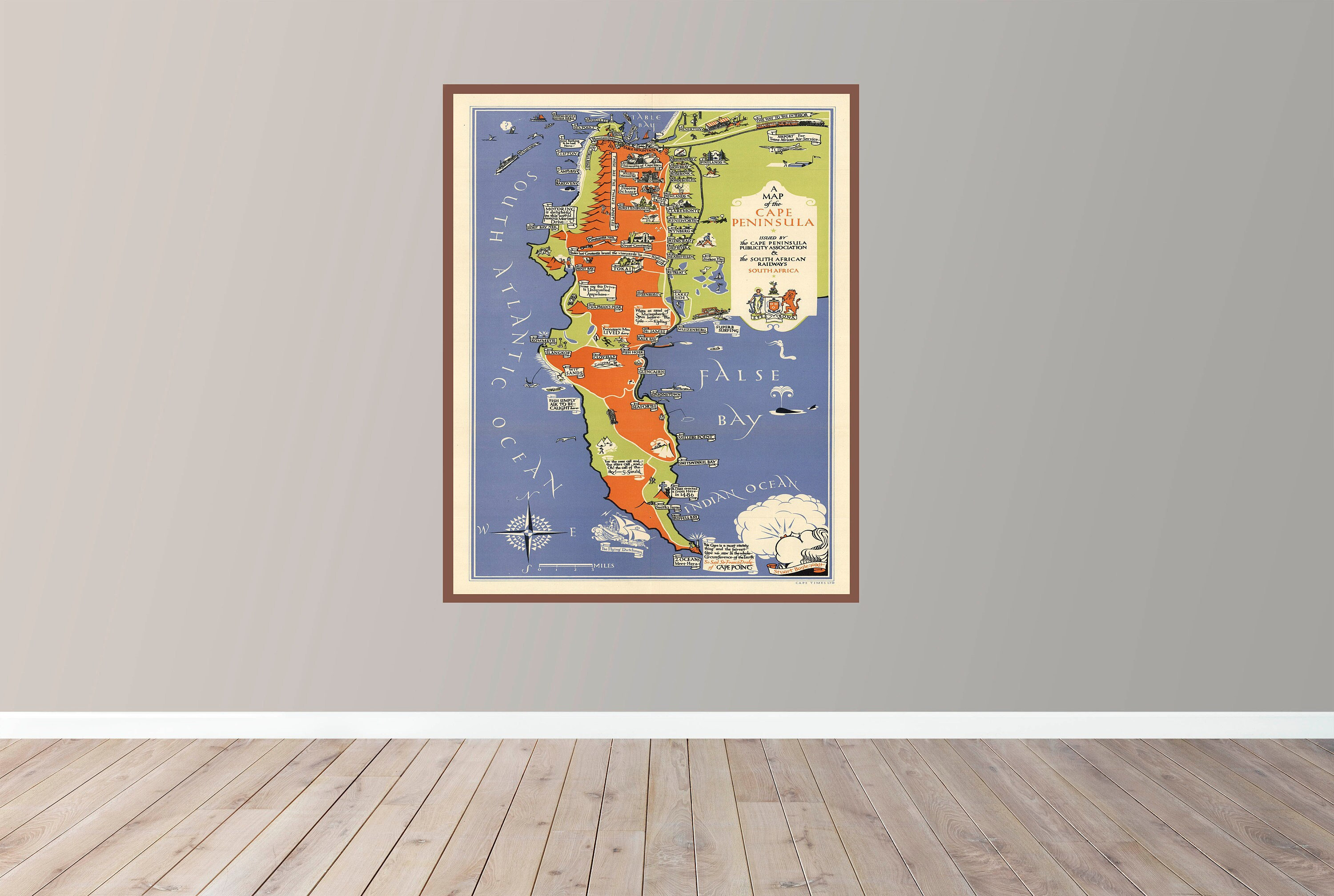 Old Map of Cape Peninsula Vintage Pictorial Map - Etsy