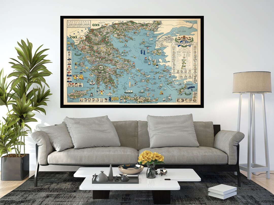 Old Map of Greece, Vintage Map Poster, Pictorial Map Poster,poster ...
