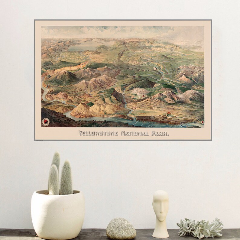 Old Map of Yellowstone National Park Map Poster Vintage - Etsy
