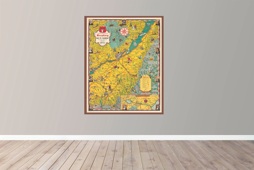 Vintage St. Laurent Map Poster, Pictorial Map Art Print - Etsy