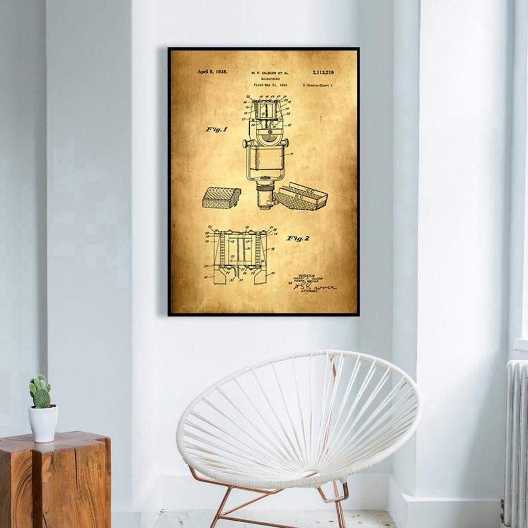 Microphone Patent Print, Patent Poster, Framed Art Print, Vintage ...