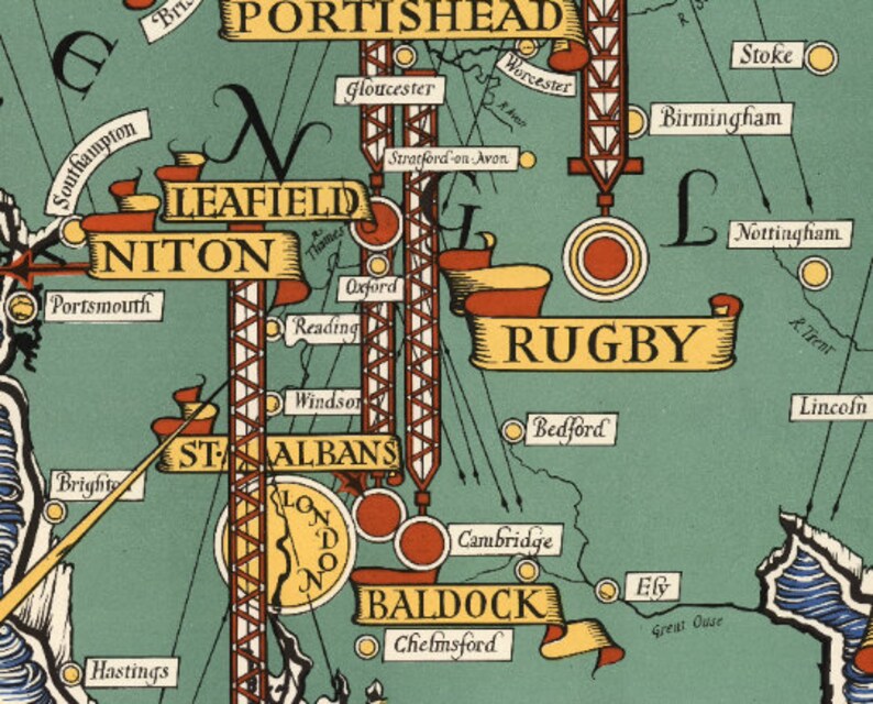 Vintage England Map Print, Pictorial Wall Art Poster - Etsy