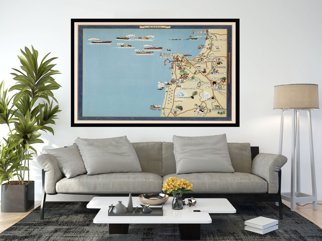 Old Map of Haifa, Israel, Vintage Map Poster, Vintage Pictorial Map ...