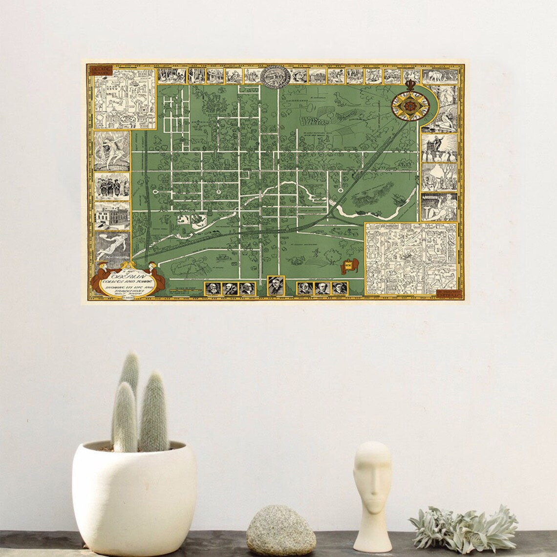 Old Map of Oberlin College Map of Ohio Vintage Pictorial - Etsy