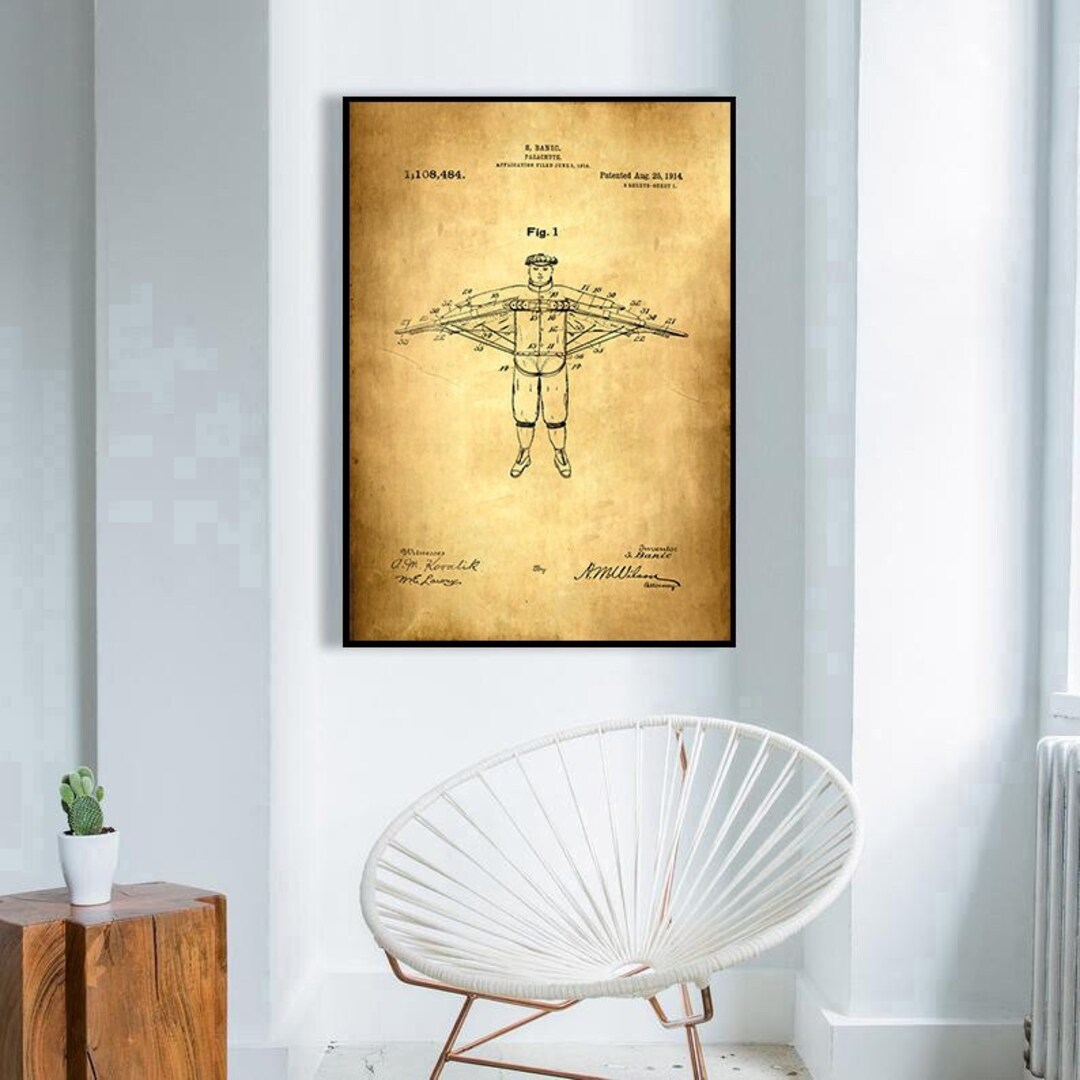 Parachute Patent Print, Vintage Patent Poster, Framed Art Print ...