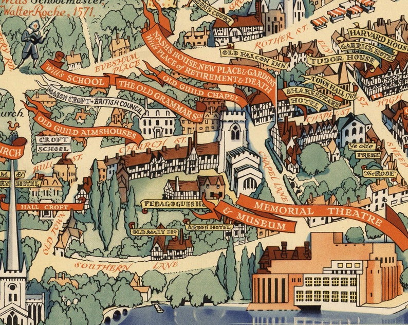 Old Map of William Shakespeare Vintage Map Poster Vintage - Etsy