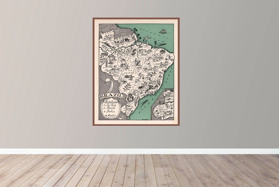 Old Map of Brazil Vintage Pictorial Map Vintage Map Poster - Etsy