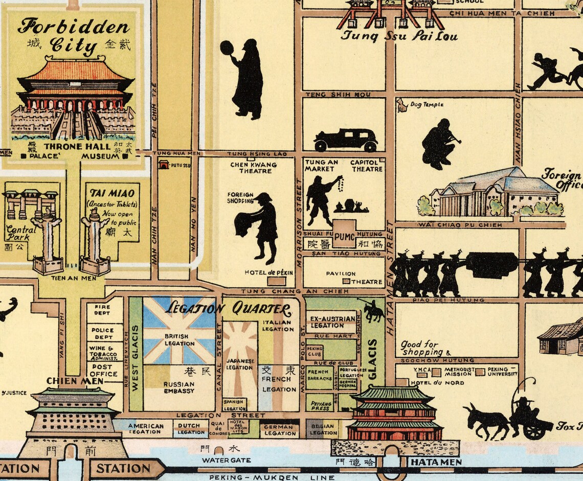 Old Map of Beijing Vintage Map Poster Vintage Pictorial Map - Etsy