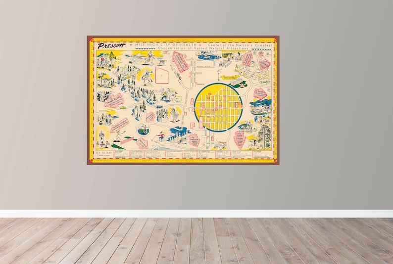 Old Map of Prescott Vintage Map of Arizona Poster Vintage | Etsy