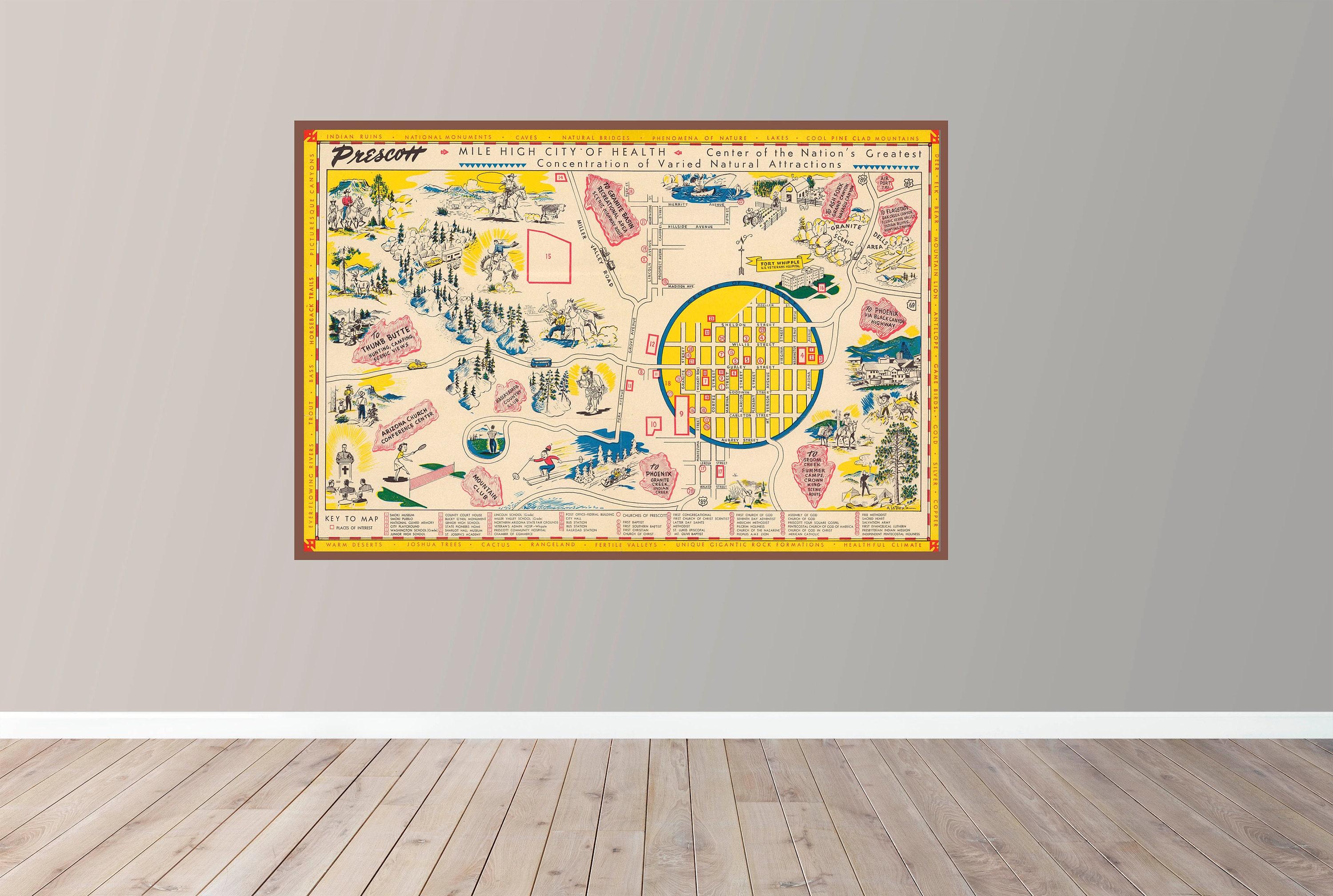 Old Map of Prescott Vintage Map of Arizona Poster Vintage | Etsy