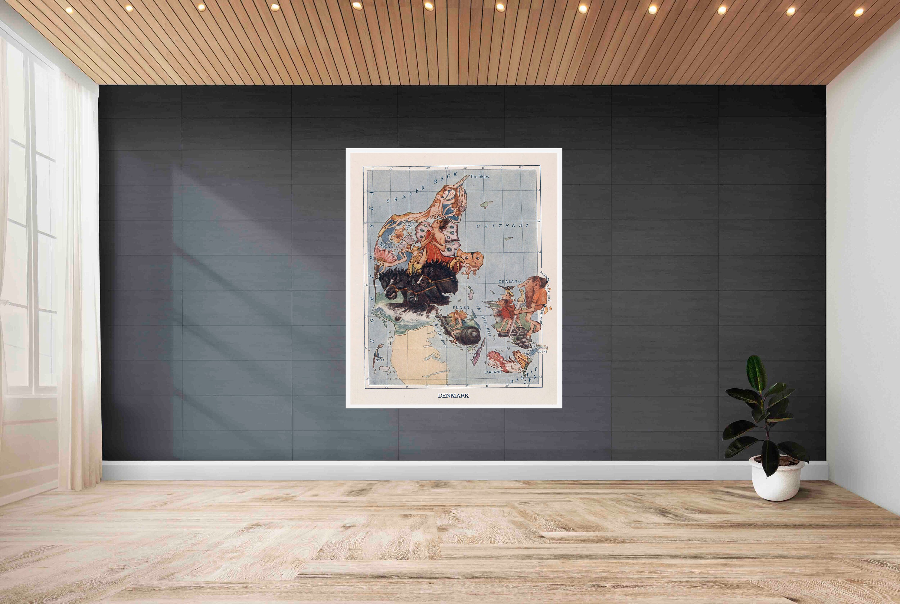 Old Map of Denmark Vintage Map Poster Vintage Pictorial Map - Etsy