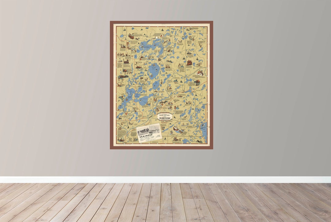Brainerd Lake Region in Minnesota, Vintage Map Poster, Vintage ...