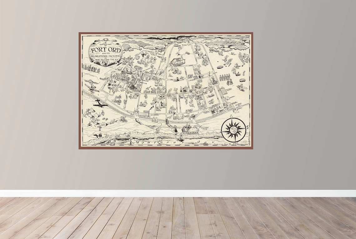 Old Map of Fort Ord, Old Map of Monterey Bay, Vintage Pictorial Map ...