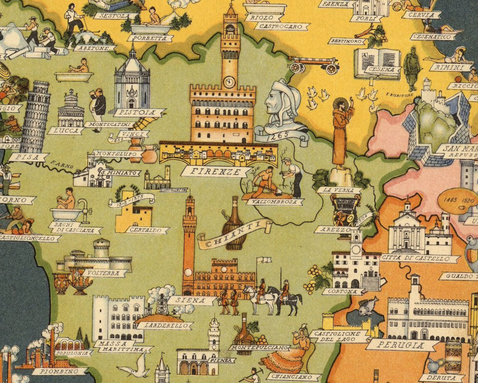 Old Map of Italy Vintage Map Poster Vintage Pictorial Map - Etsy