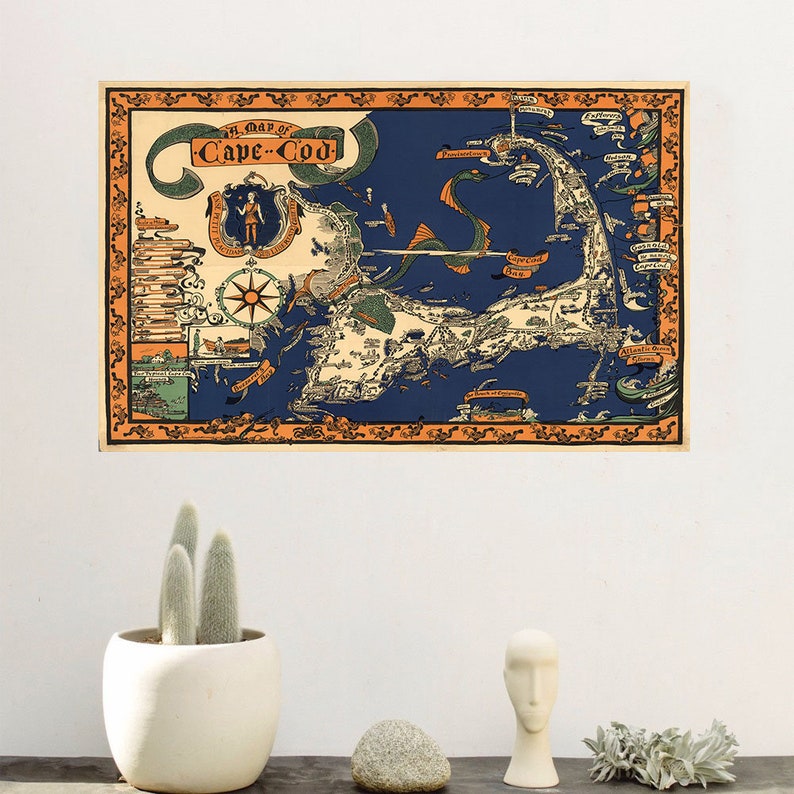 Old Map of Cape Cod Vintage Pictorial Map Posters Vintage - Etsy
