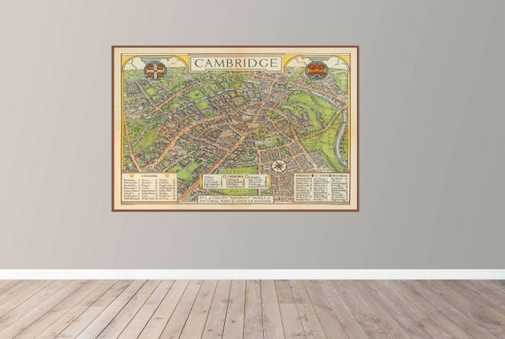 Old Map of Cambridge Vintage Map Poster Vintage Pictorial | Etsy