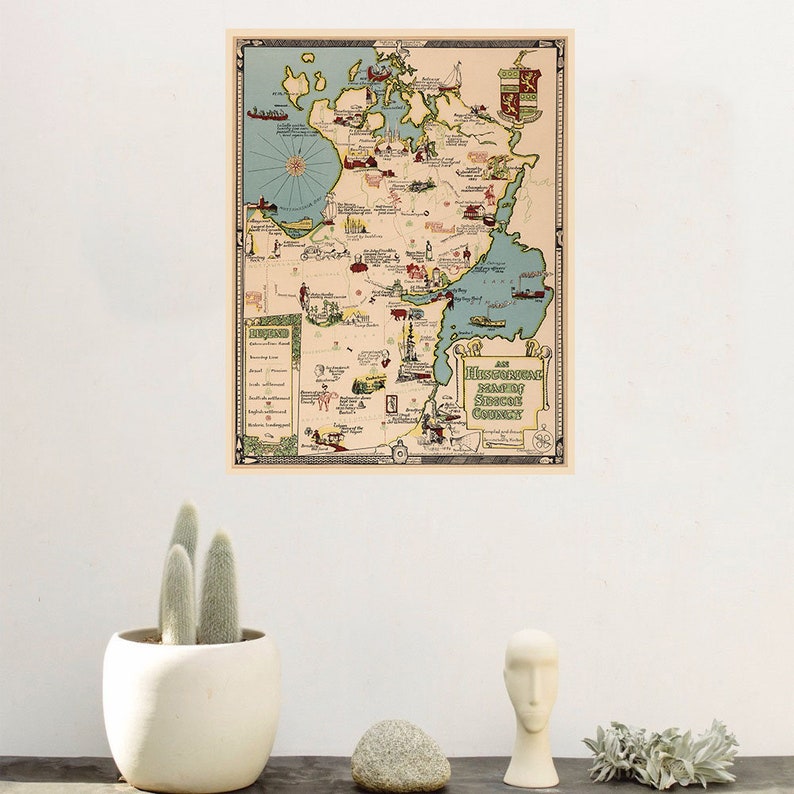 Old Map of Simcoe County Vintage Map Postervintage Pictorial - Etsy