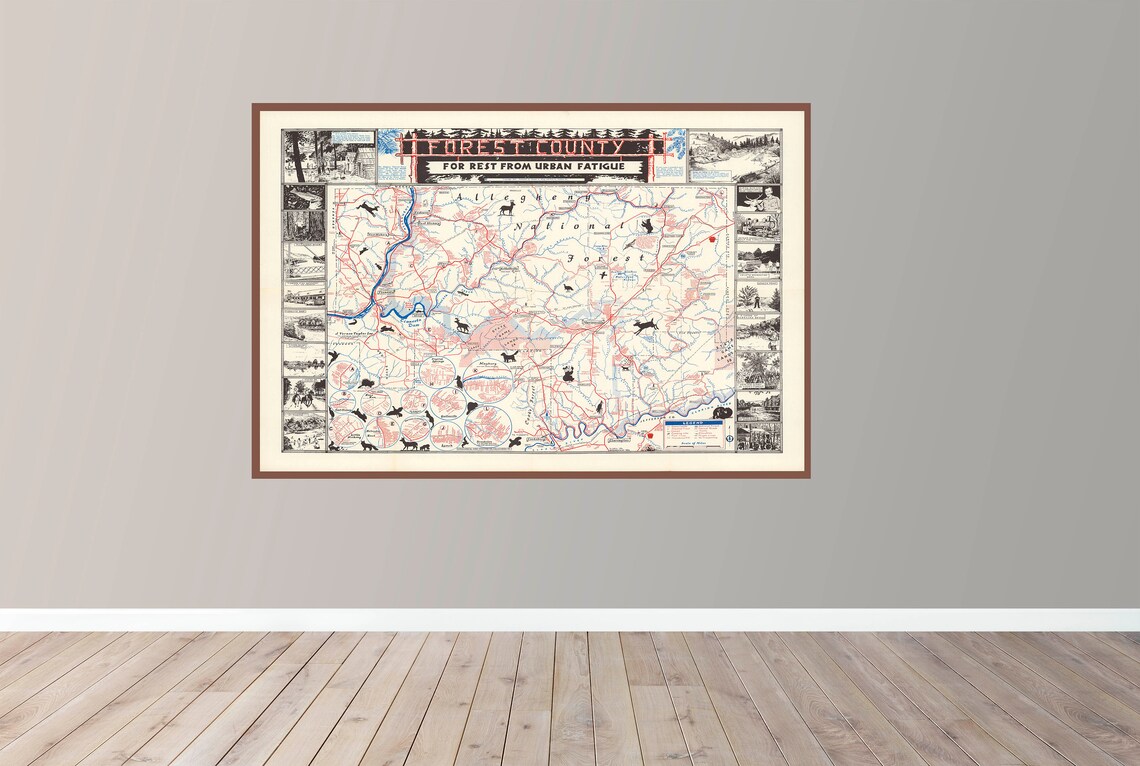 Old Map of Allegheny National Forest Vintage Map | Etsy
