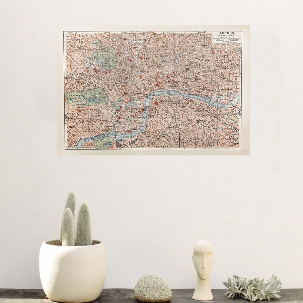 Old Map of London Postervintage Pictorial Mapvintage Map - Etsy