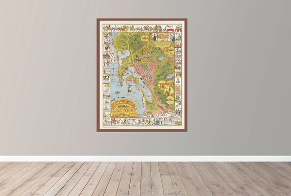 Old Map of San Diego Vintage Map Poster Vintage Pictorial | Etsy