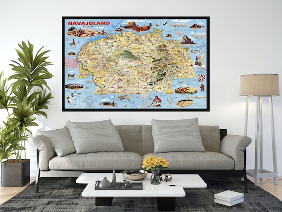 Old Map of Navajo Nation Map of America Pictorial Map | Etsy