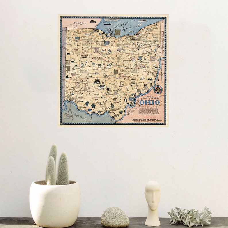 Old Map of Ohio Ohio Map of Pictorial Vintage Map - Etsy