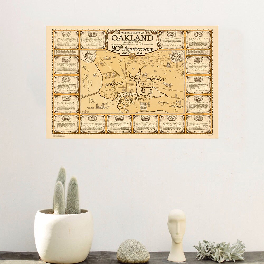 Old Map of Oakland Vintage Map Poster Vintage Pictorial Map - Etsy