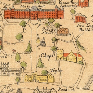 Old Map of Vassar College, Map of New York, Vintage Map Poster,poster ...