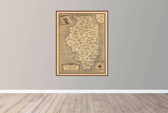 Old Map of Illinois the Prairie State Vintage Map Poster - Etsy