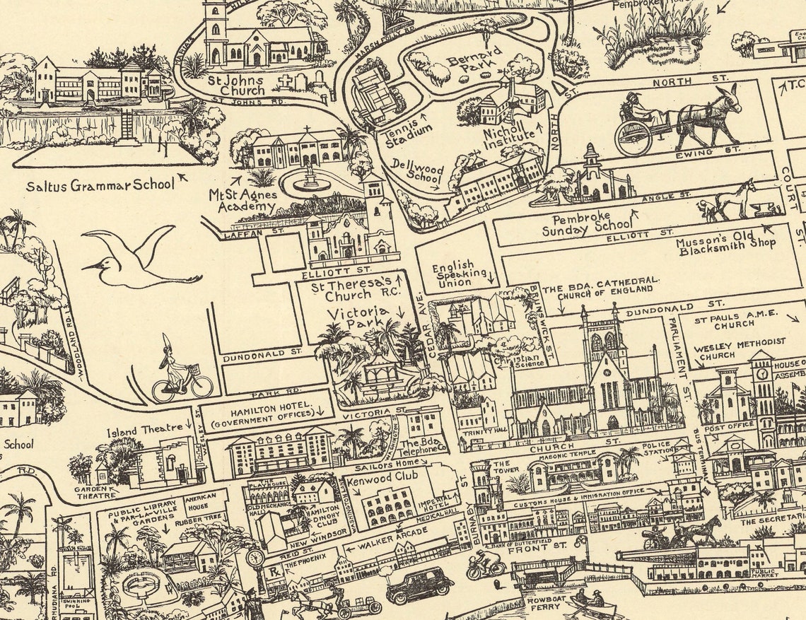 Old Map City of Hamilton,vintage Map Poster,vintage Pictorial Map ...