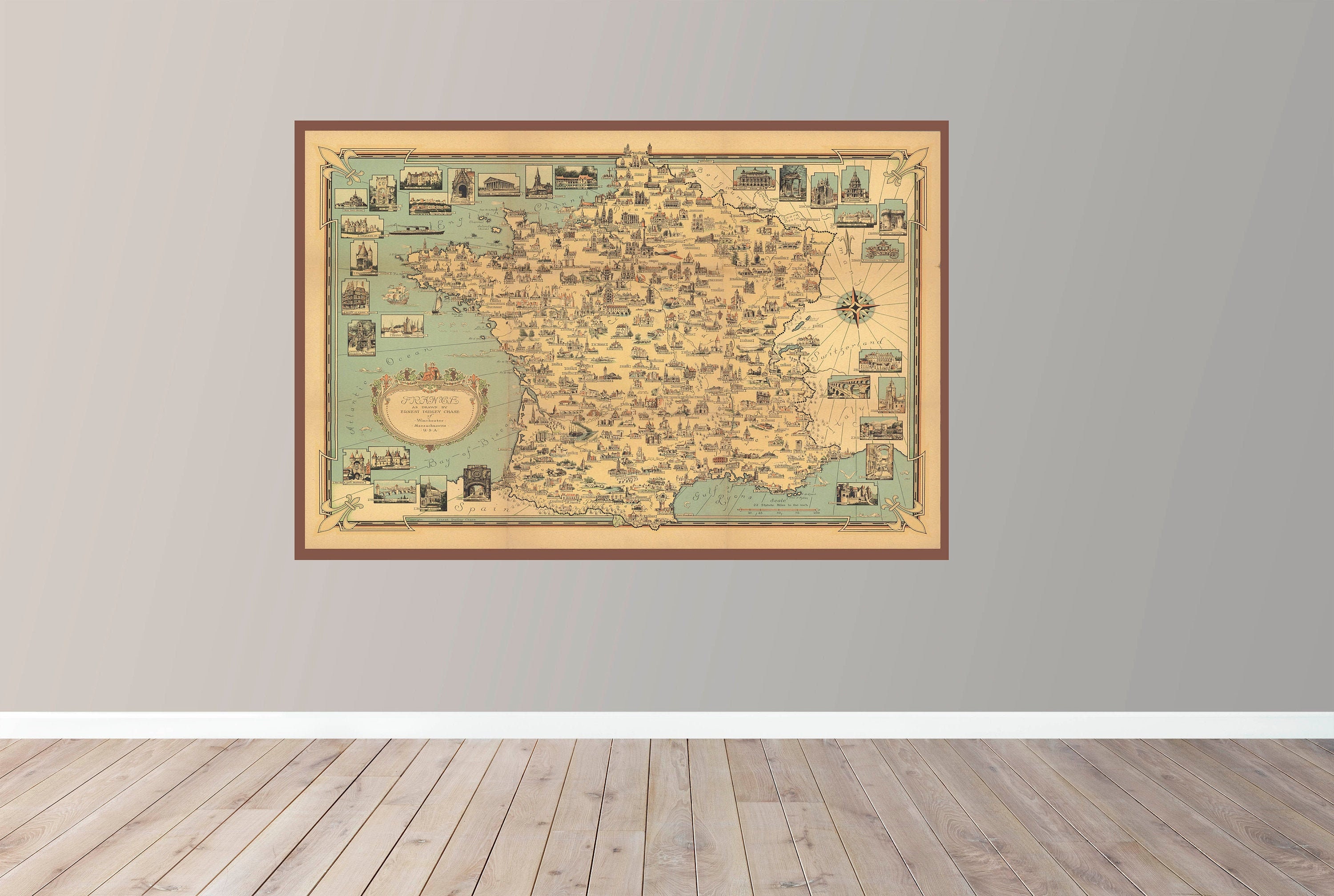 Old Map of France Vintage Pictorial Map Vintage Map Poster - Etsy