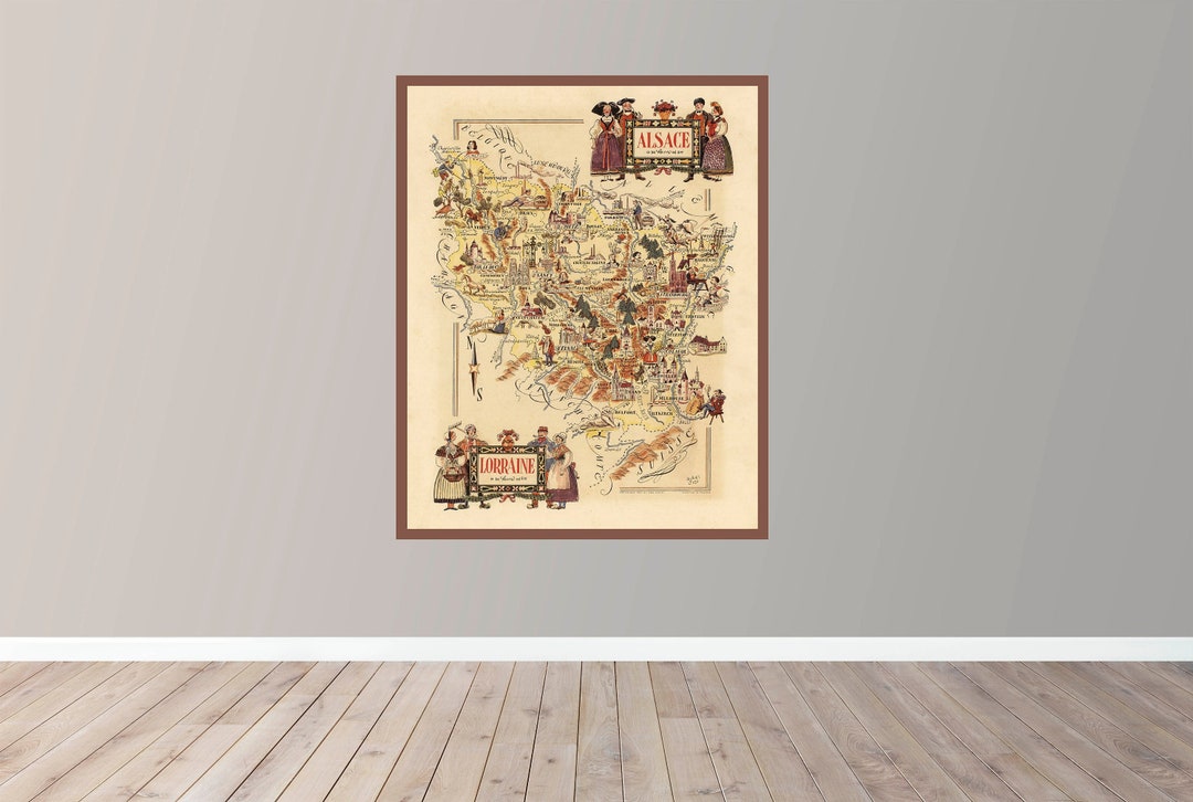 Old Map of Alsace-lorraine,map of France,vintage Map Poster,vintage ...