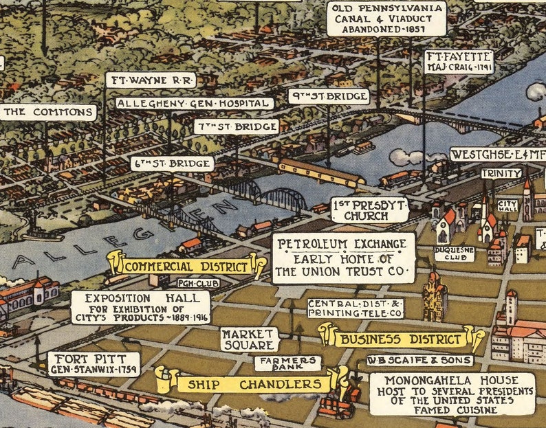 Old Map of the Mackinac Bridge Vintage Pictorial Mapvintage - Etsy
