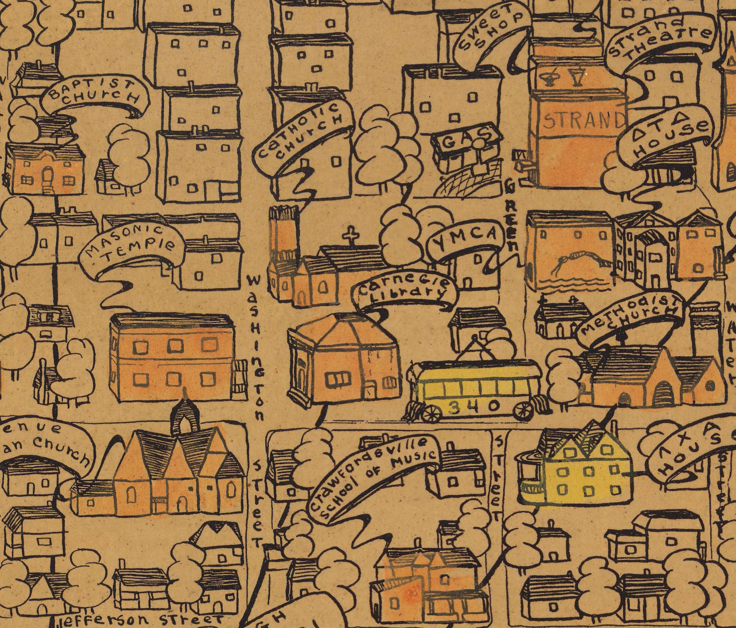 Old Map of Wabash College-grawfordsville,indiana, Vintage Pictorial Map ...