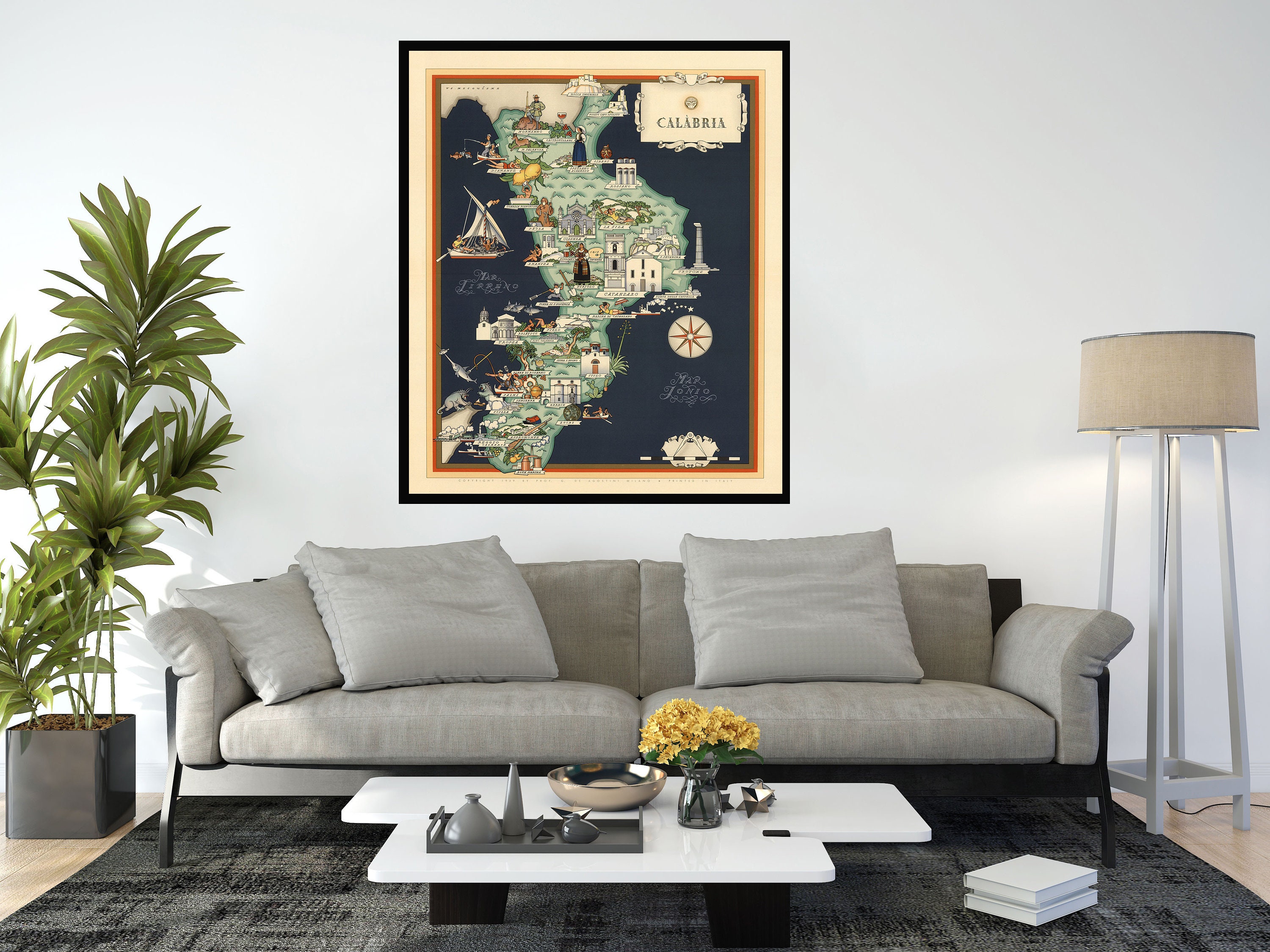 Old Map of Calabria Map of Italy Vintage Map Poster Vintage - Etsy