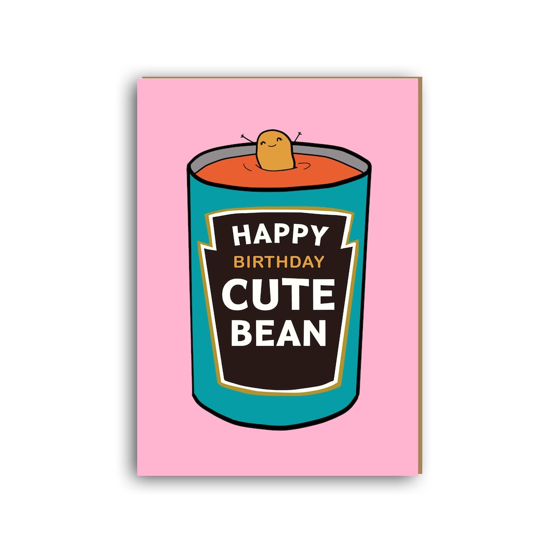 Birthday Card, Cute Human Bean, Funny Birthday Card, Cute Card, A6 Card ...