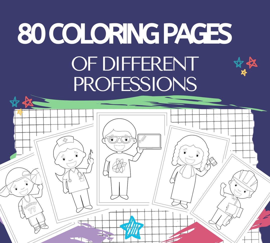 Professions Coloring Book Pages for Kids of 80 Different Professions ...