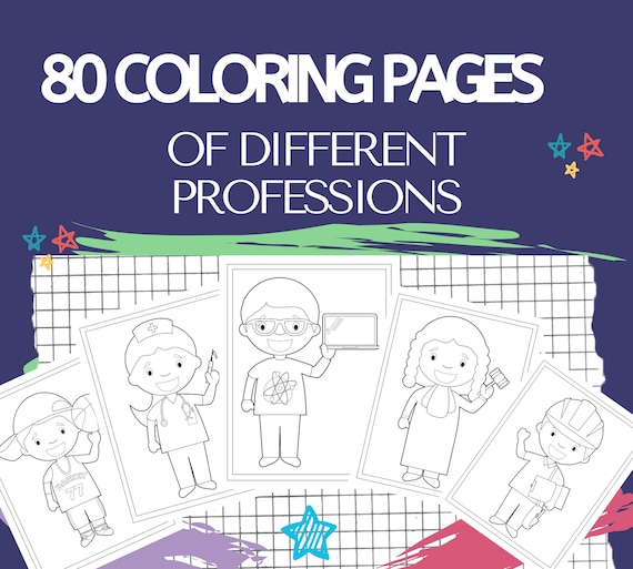 Professions Coloring Book Pages for Kids of 80 Different | Etsy