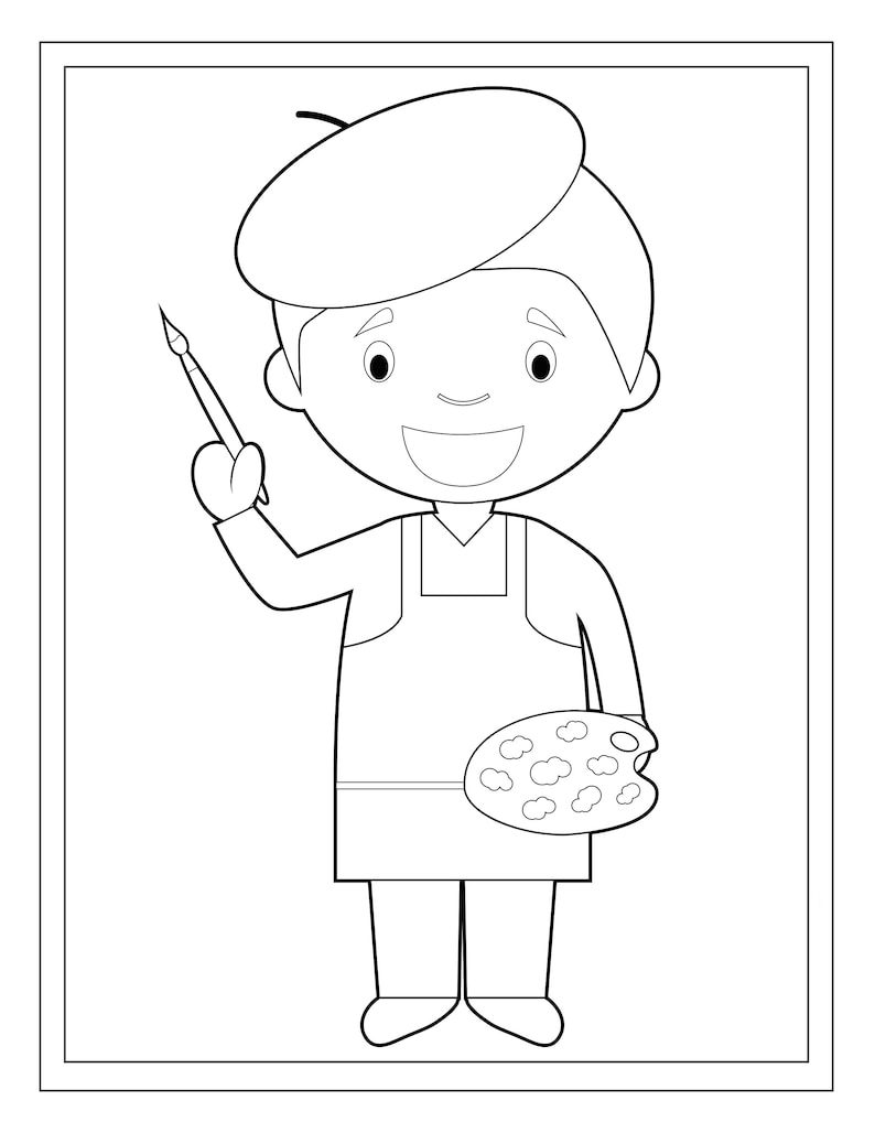Professions Coloring Book Pages for Kids of 80 Different Professions ...