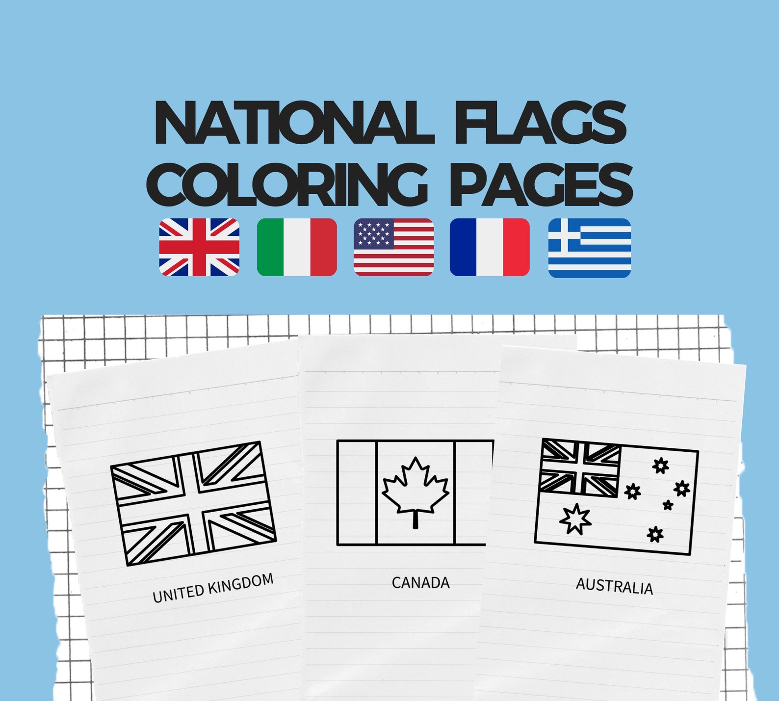 Flag Coloring Colouring 240 Pages National Flags Educational Printable ...