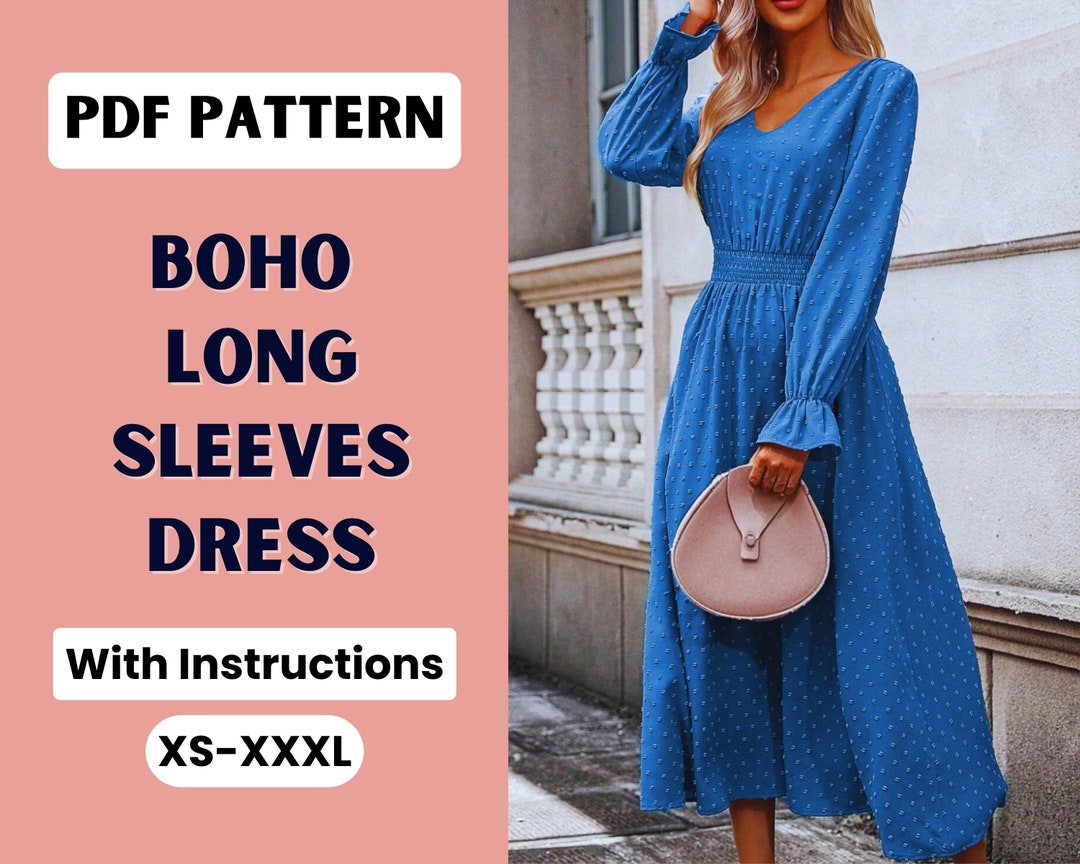 Women's Boho Dress Pattern Maxi Dress Pattern Dress - Etsy