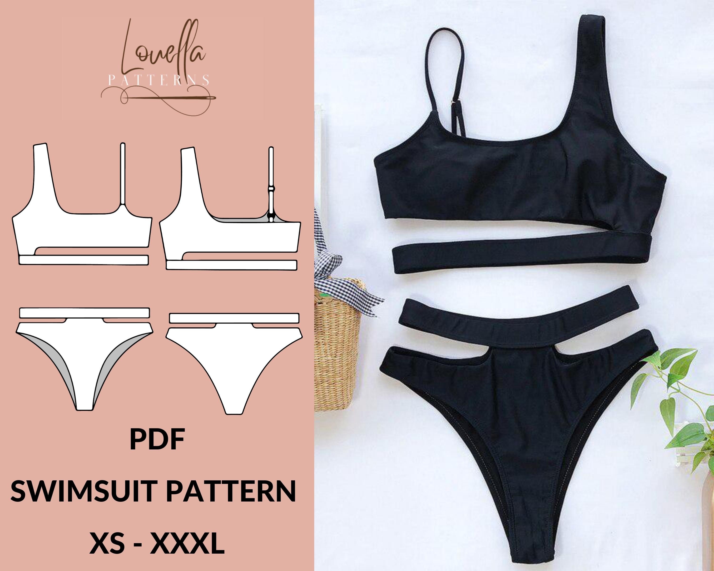 Cut-out Bikini Top Band High Waist Bikini Bottom Pattern - Etsy