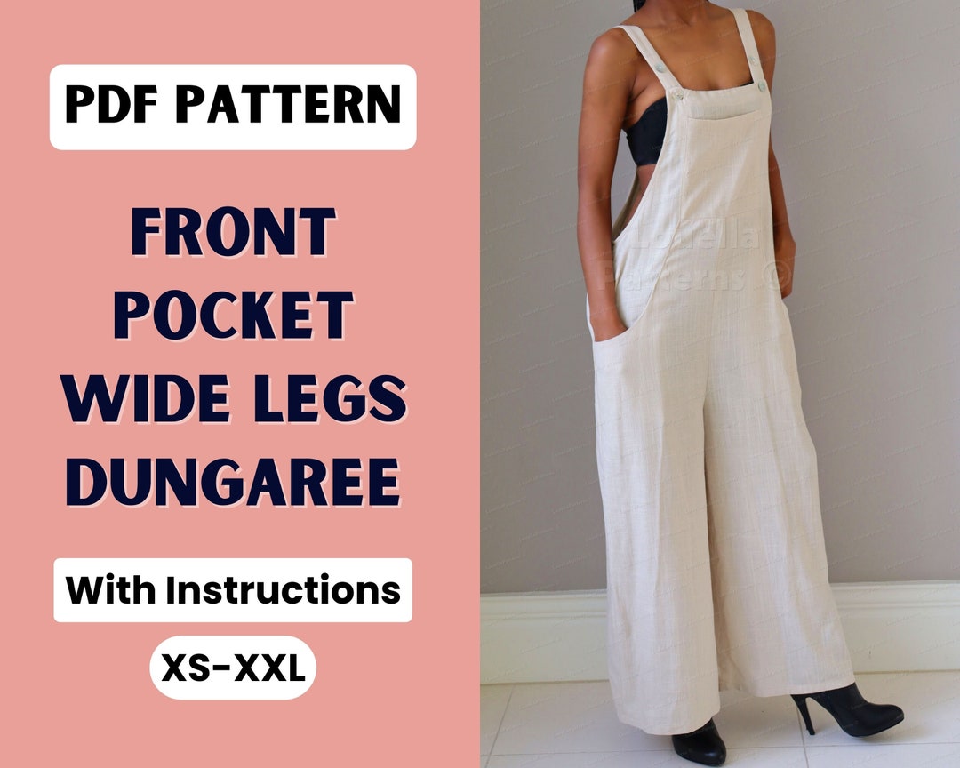 DIY Jumpsuit Sewing Pattern XS-XXL Dungaree Pant Pattern Beginner ...