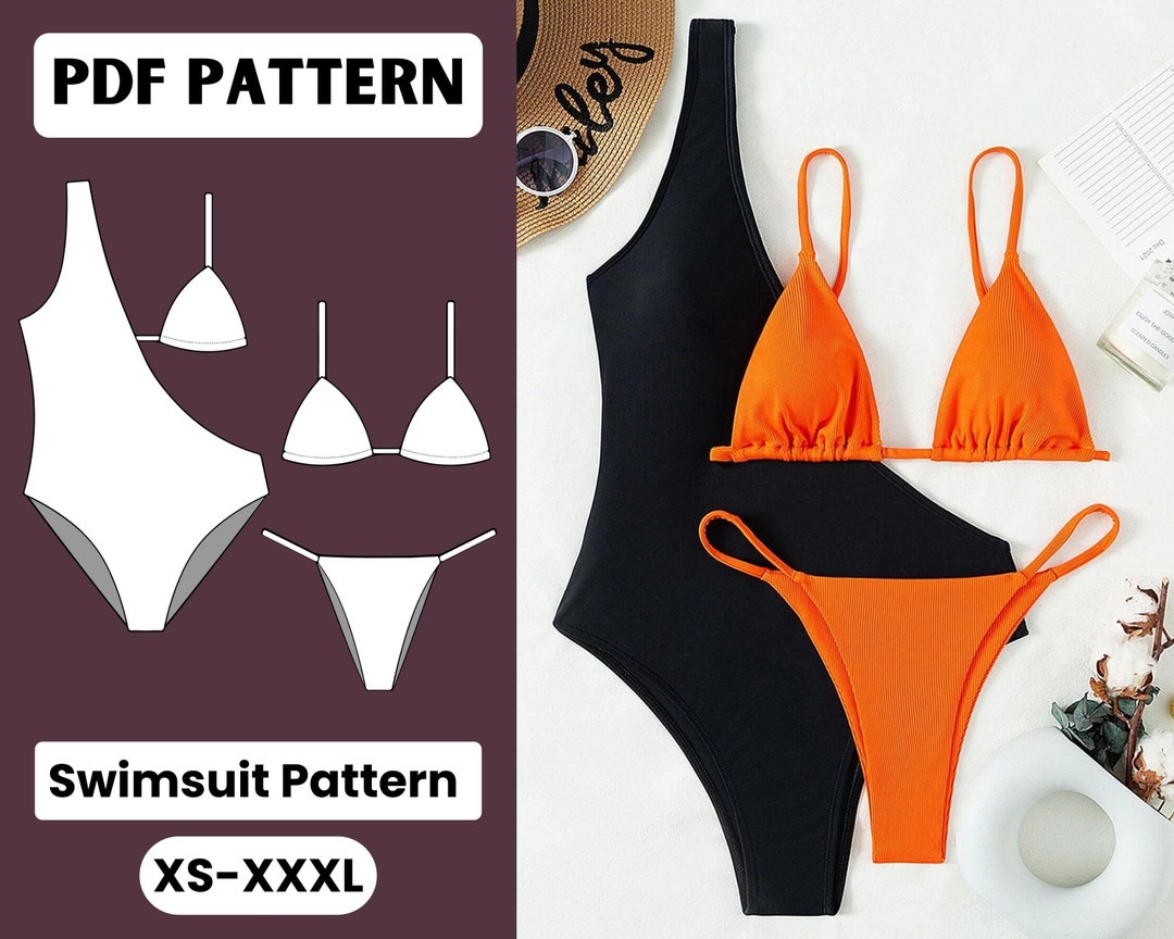 One Piece Swimsuit, Bikini Top Pattern, Bikini Bottom Pattern Swimsuit ...