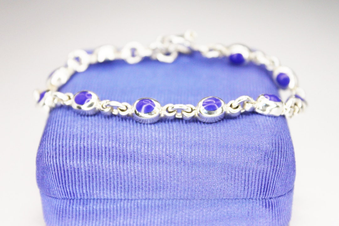 Retro Sterling Silver 925 Mexico Blue Stone Inlay Southwestern Link ...