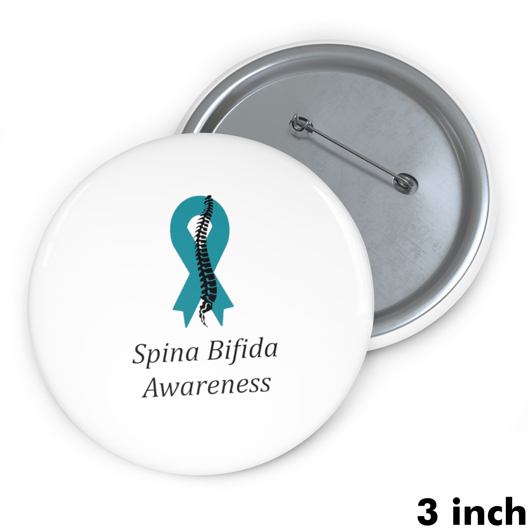 Spina Bifida Awareness Pin Button With Teal or Yellow Ribbon - Etsy