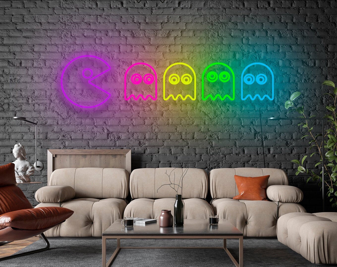 Pac man light neon Pac man neon sign Pac man wall art neon | Etsy